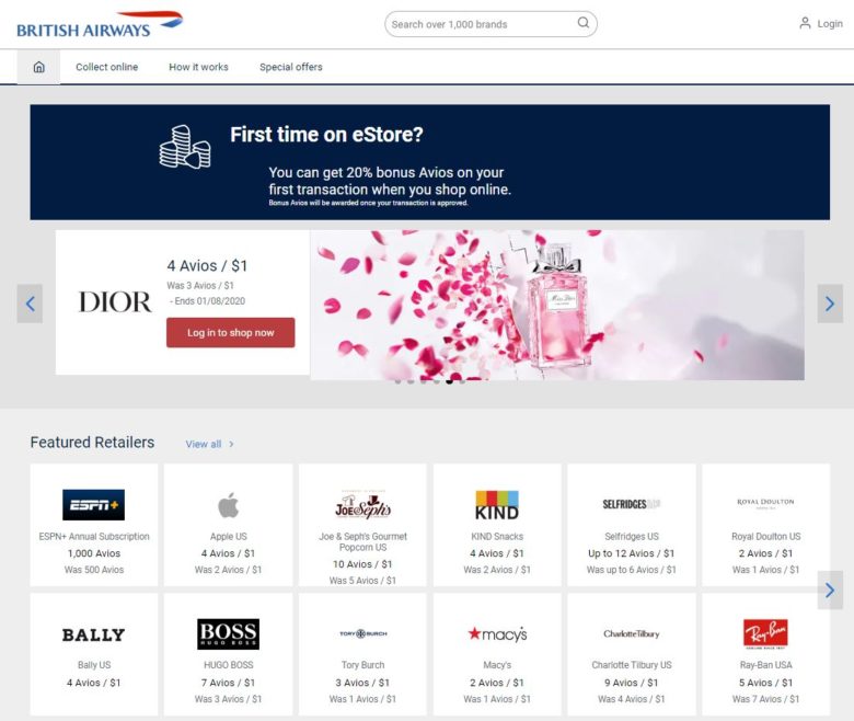 How to Use the British Airways Avios eStore to Earn Avios