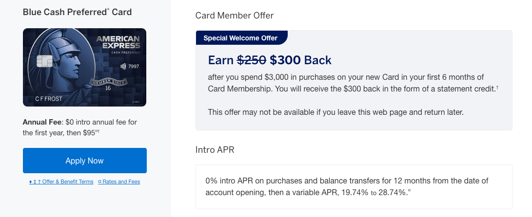 Find the Amex Blue Cash Preferred $300 Bonus Offer [2025]