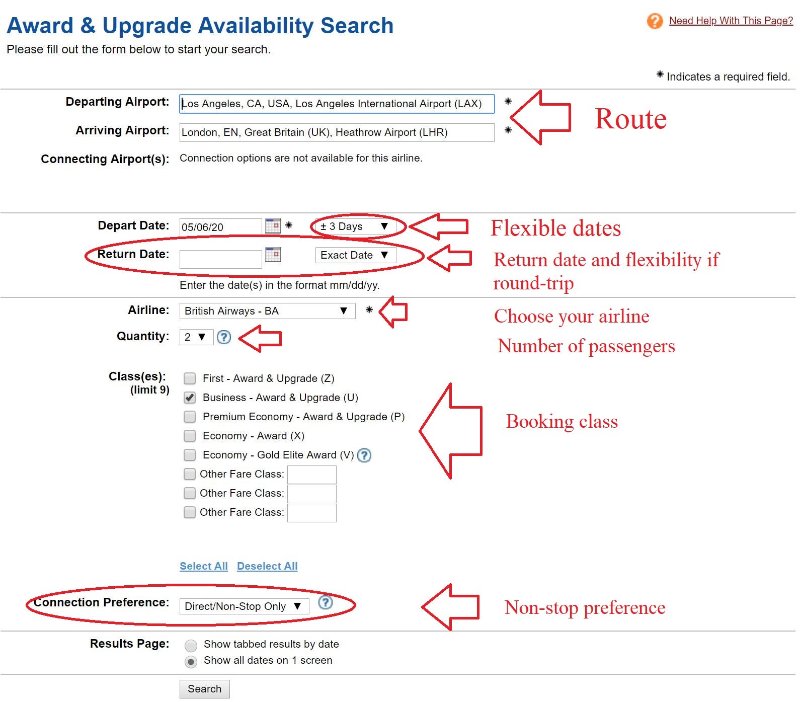 ExpertFlyer - How To Search for Award Space [& Upgrades]