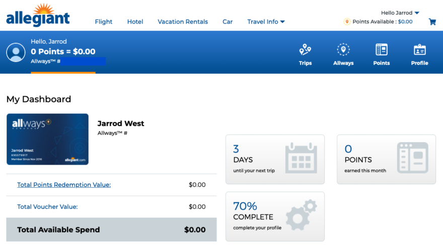 Allegiant Air Allways Rewards Loyalty Program Review