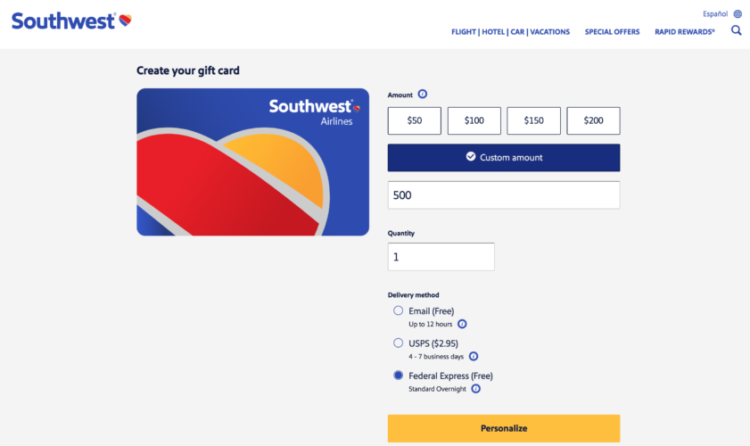 Southwest Gift Cards, Travel Funds & LUV Vouchers [2023 Update]
