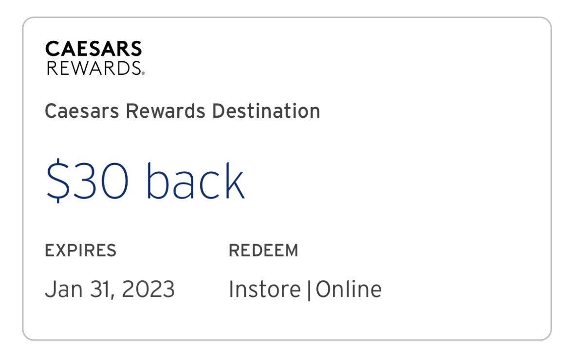 Citi Merchant Offers: $30 Back When You Spend $150 at Caesars