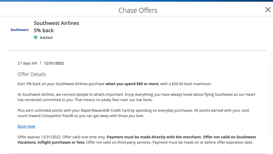 New Chase Offer: You Can Save 5% to 10% at Southwest Airlines