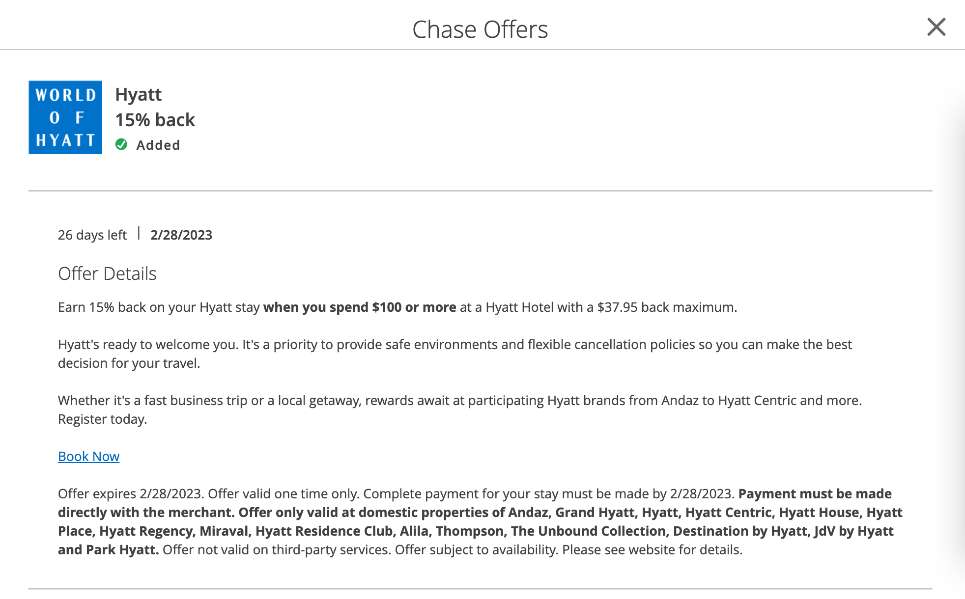 Get Up to 15% Cash-back at Hyatt Hotels With New Chase Offer