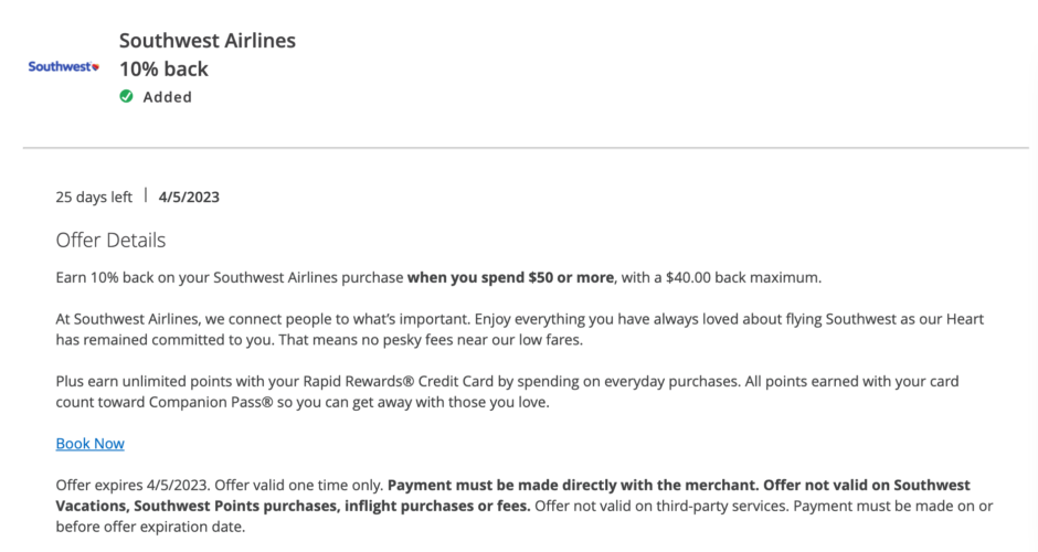 New Chase Offer: Save 10% at Southwest Airlines [Targeted]