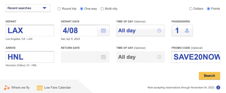 20% Discount on Flights Booked With Southwest Rapid Rewards