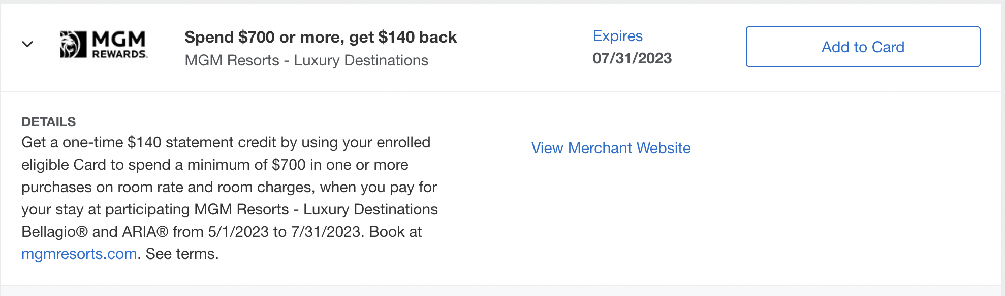 Save Up to $140 With Amex Offers for MGM Hotels in Las Vegas