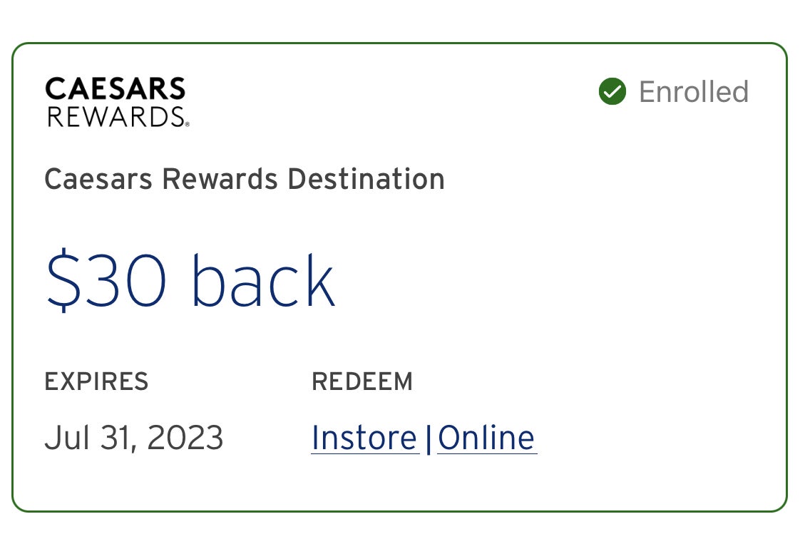 Save $30 When You Spend $150 at Caesars Rewards With Citi Merchant Offers