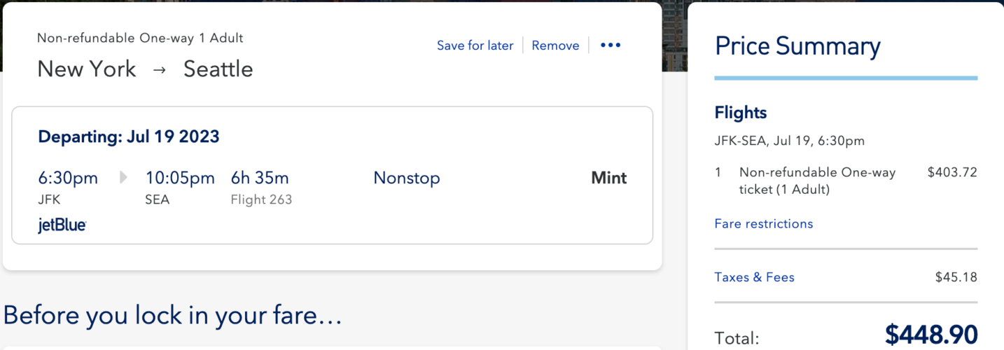 [Deal Alert] New York to Seattle for $449 Each Way in JetBlue Mint