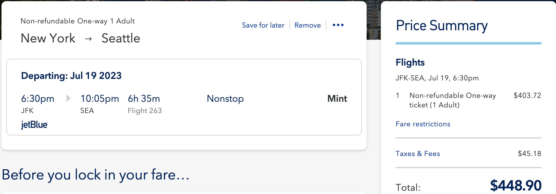 [Deal Alert] New York to Seattle for $449 Each Way in JetBlue Mint