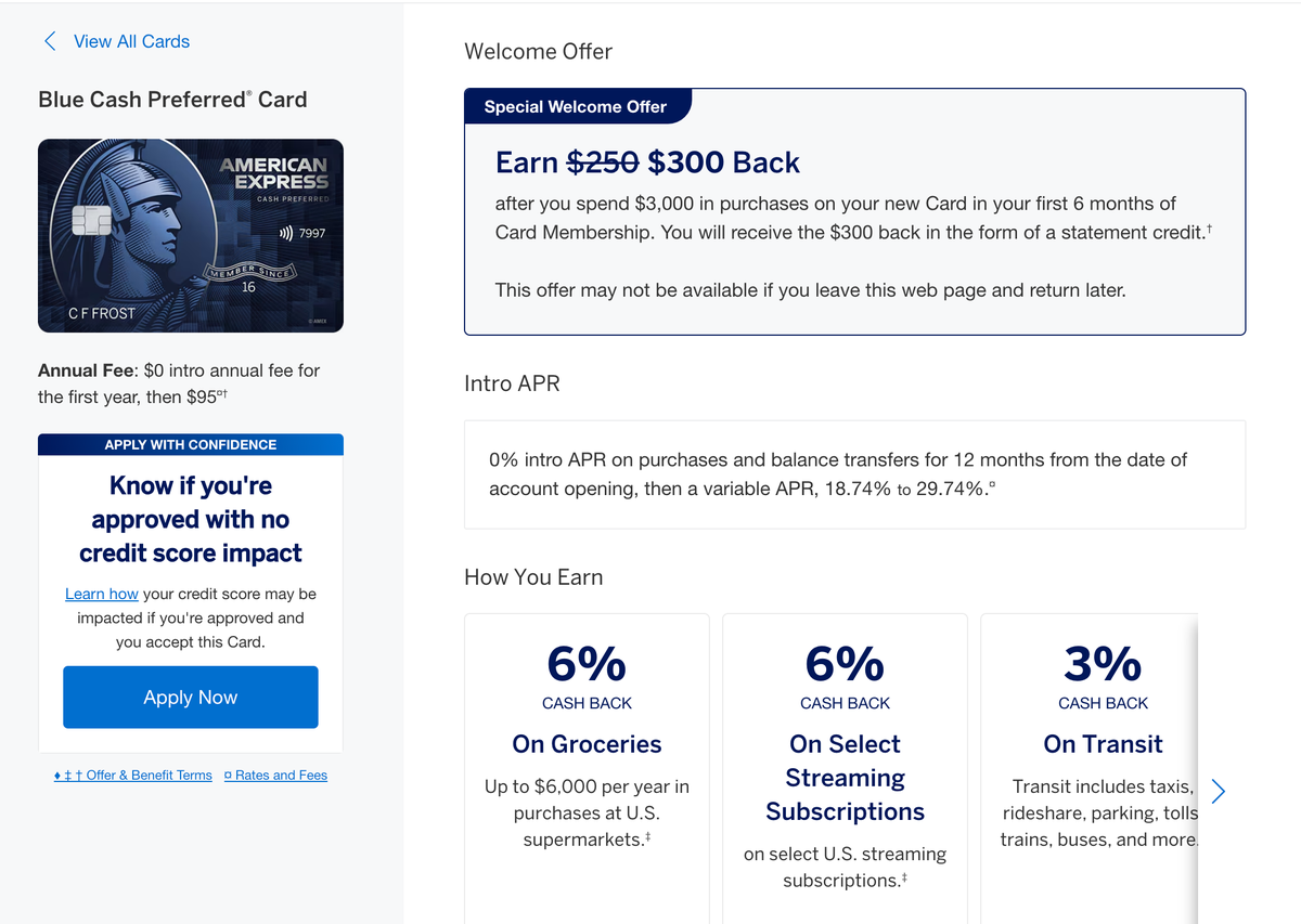 Find the Amex Blue Cash Preferred $300 Bonus Offer [2024]