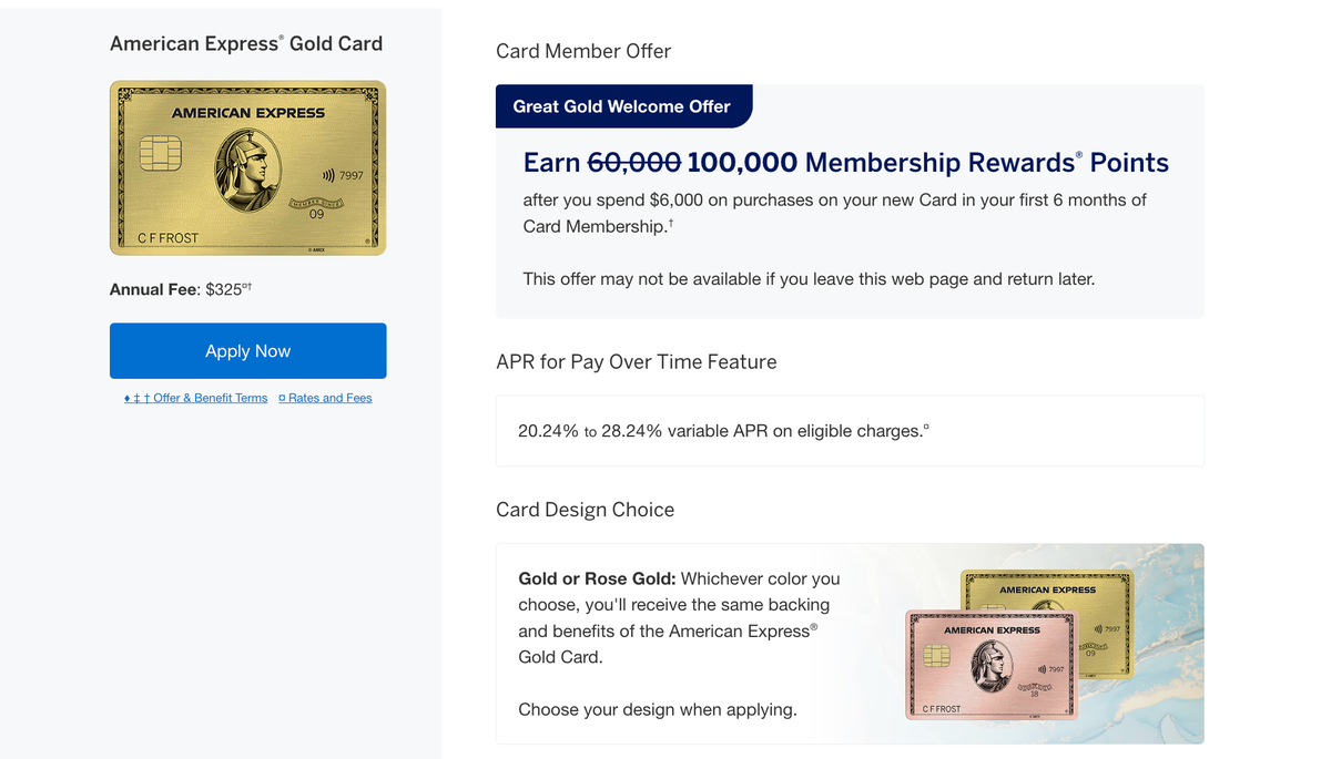 Amex Gold: How To Get 100k Sign Up Bonus Offer [2025]