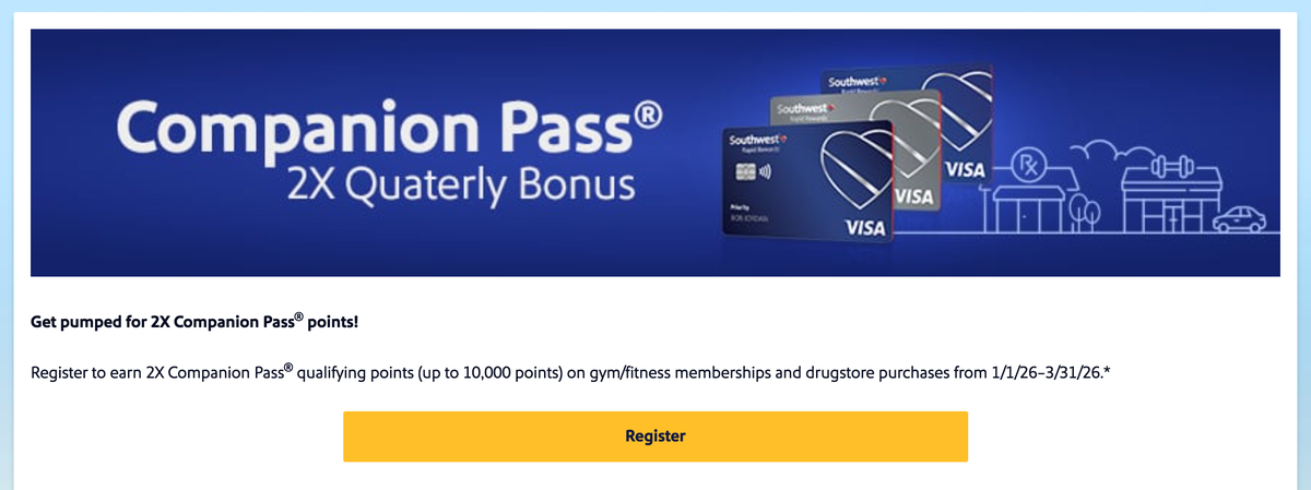 New Southwest Companion Pass Promotion 2026: Earn 2x Points