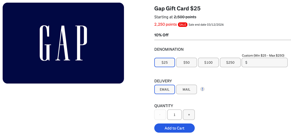 Citi ThankYou Points Sale: Use 10% Fewer Points for Gift Cards