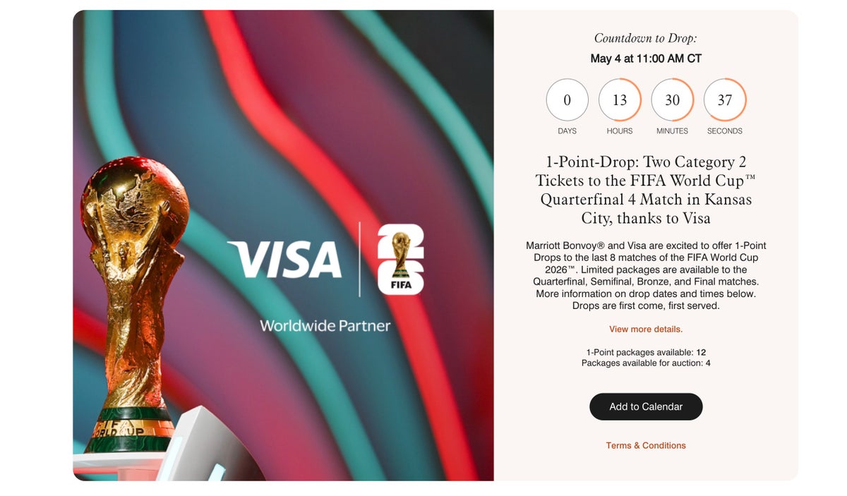 Marriott 1-Point Drop: Get Access to the FIFA World Cup 2026